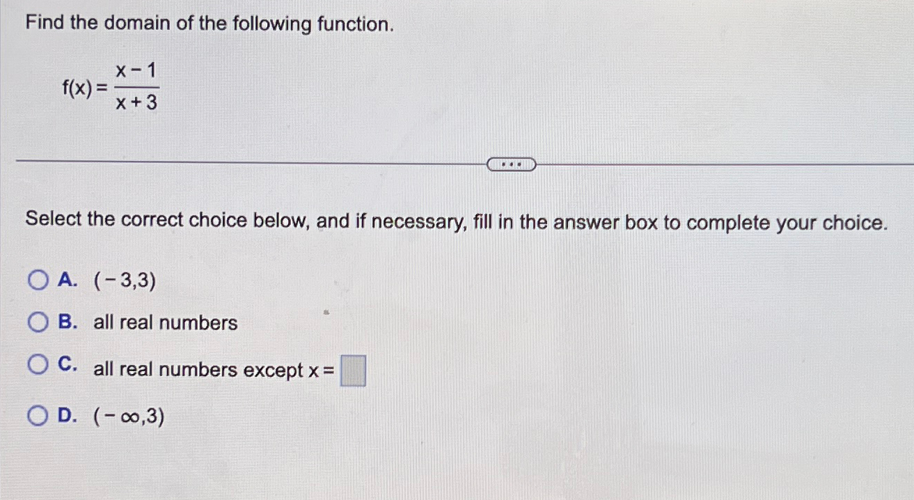Solved Find the domain of the following | Chegg.com