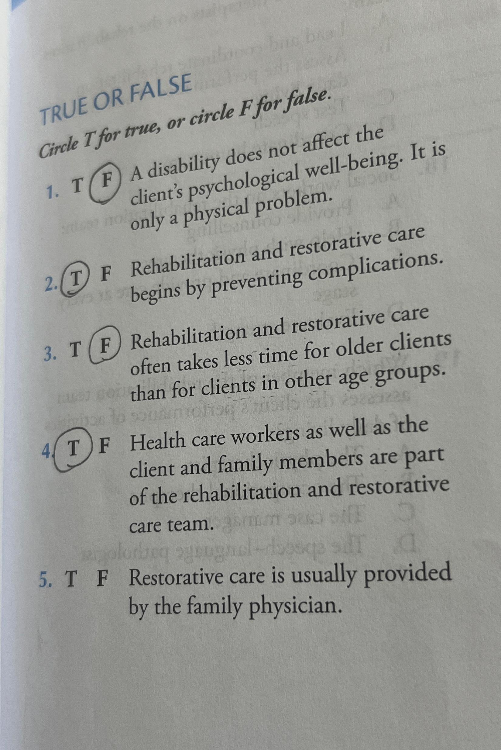 Solved TRUE OR FALSECircle T ﻿for true, or circle F ﻿for | Chegg.com