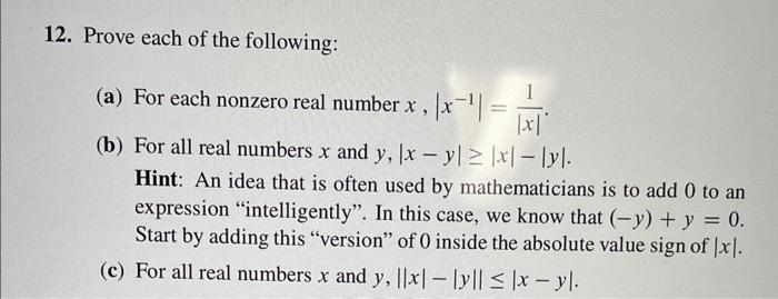 Solved 2. Prove each of the following: (a) For each nonzero | Chegg.com