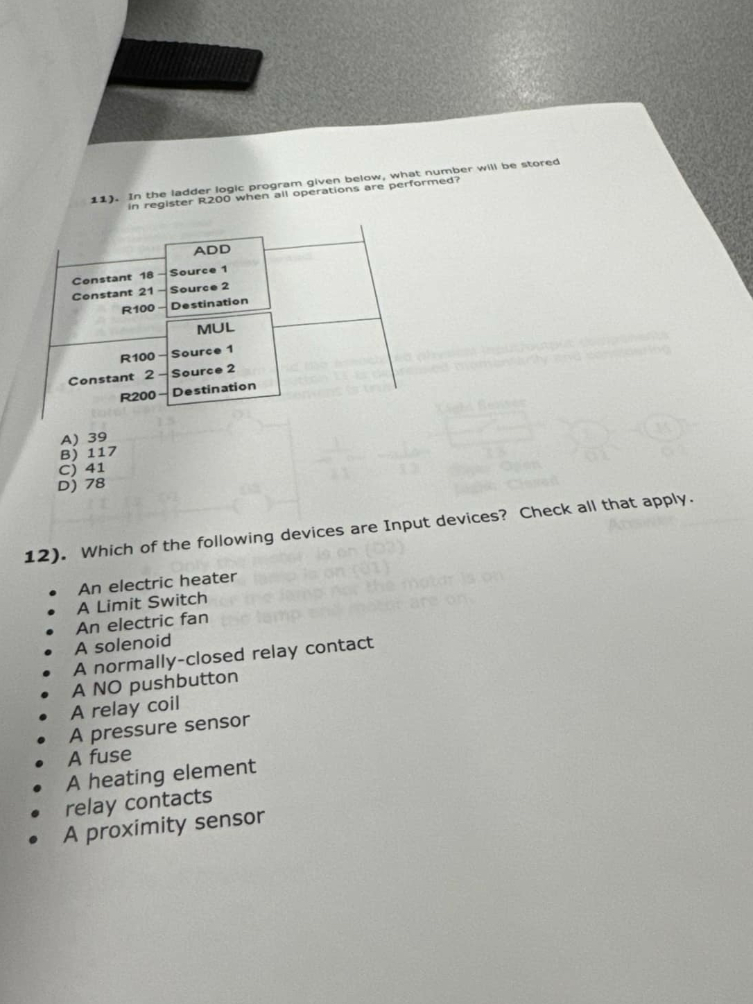 Solved . ﻿In the ladder logic program given below, what | Chegg.com