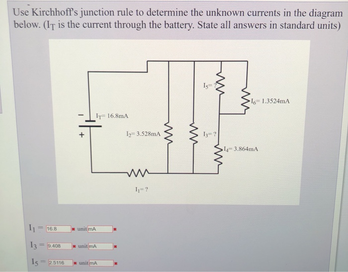 Solved Use Kirchhoff's junction rule to determine the | Chegg.com