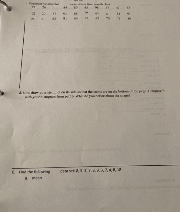 Solved Statistical Graphs and Measures of Center Worksheet | Chegg.com
