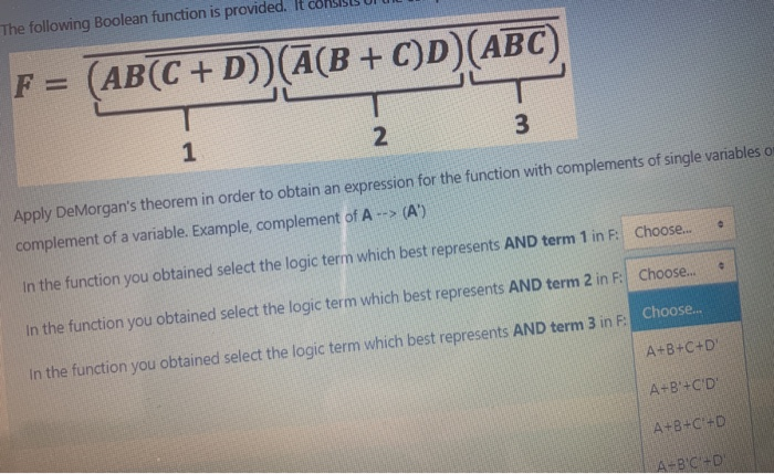 Solved The following Boolean function is provided. It | Chegg.com