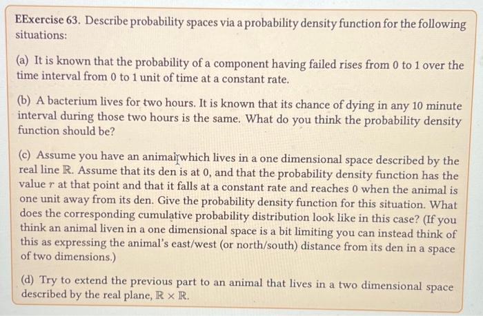 Solved EExercise 63 . Describe probability spaces via a | Chegg.com