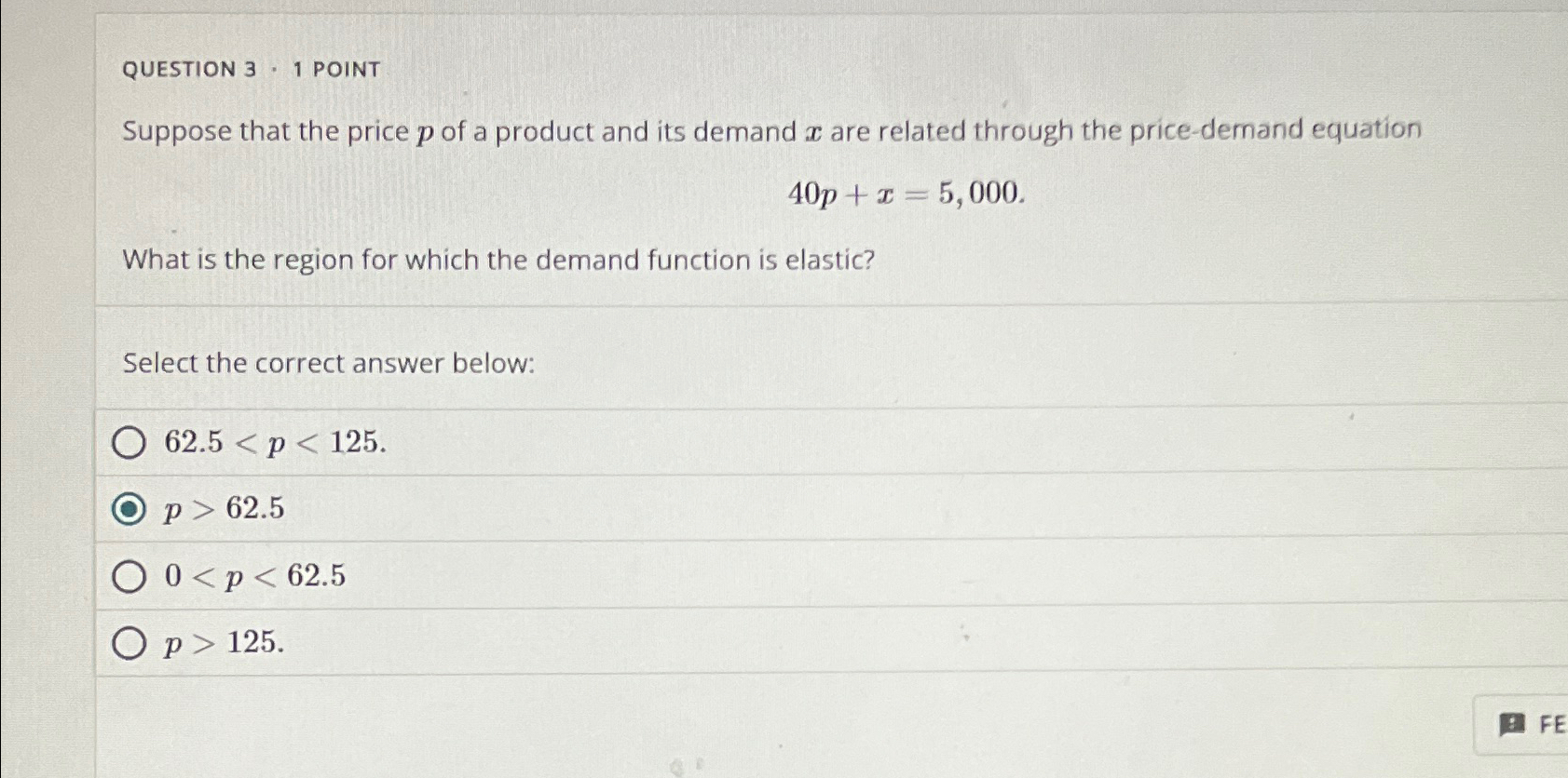Solved QUESTION 3 - 1 POINTSuppose that the price p of a | Chegg.com Solved QUESTION 3 - 1 POINTSuppose that the price p of a | Chegg.com
