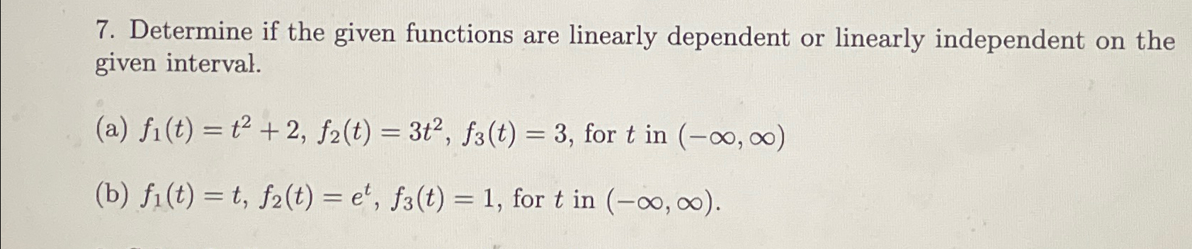 Solved Determine if the given functions are linearly | Chegg.com