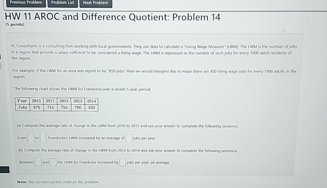 Solved Problem List\\nNext Problem\\nHW 11 AROC and | Chegg.com