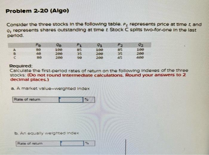 Consider the three stocks In the following table. Pt | Chegg.com