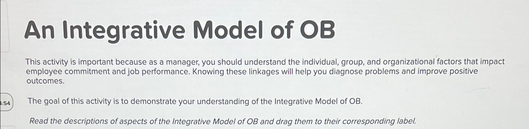 Solved An Integrative Model of OBThis activity is important | Chegg.com