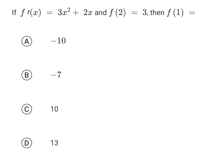 Solved If f(x)=3x2+2x ﻿and f(2)=3, ﻿then | Chegg.com
