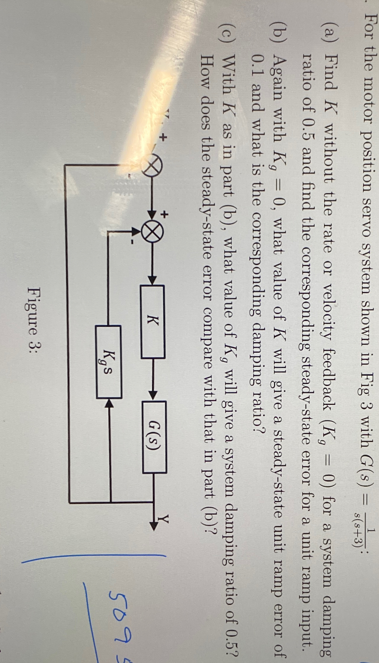 Solved For the motor position servo system shown in Fig 3 | Chegg.com