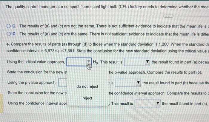 Solved The quality-control manager at a compact Euorescent | Chegg.com