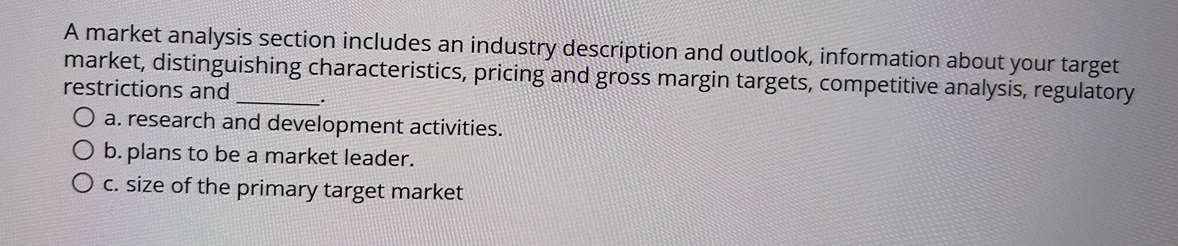 Solved A market analysis section includes an industry | Chegg.com