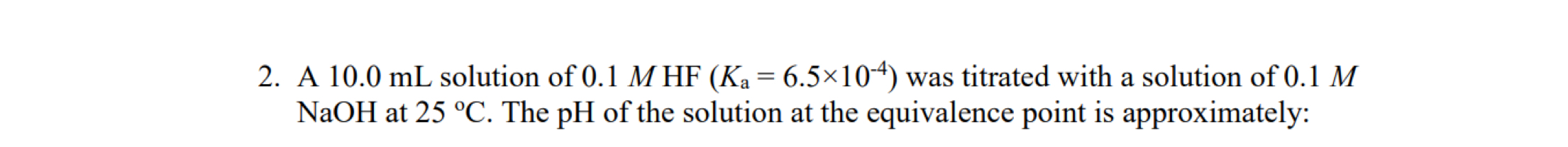 Solved A 10.0mL ﻿solution of )=(6.5×10-4 ﻿was titrated with | Chegg.com