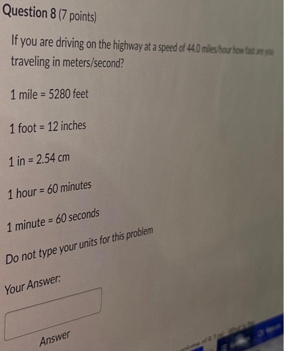 Solved Question 8 (7 points) If you are driving on the | Chegg.com
