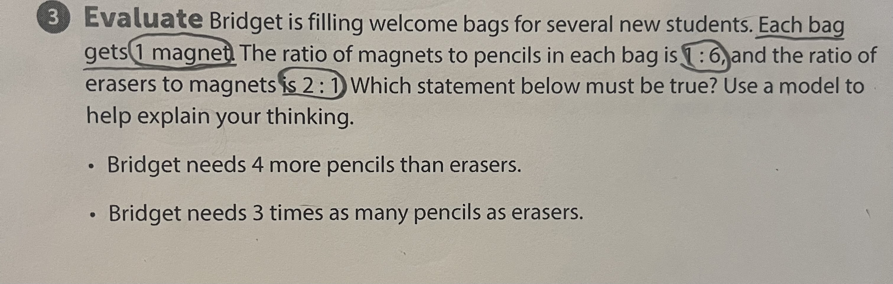 Solved Evaluate Bridget is filling welcome bags for several | Chegg.com