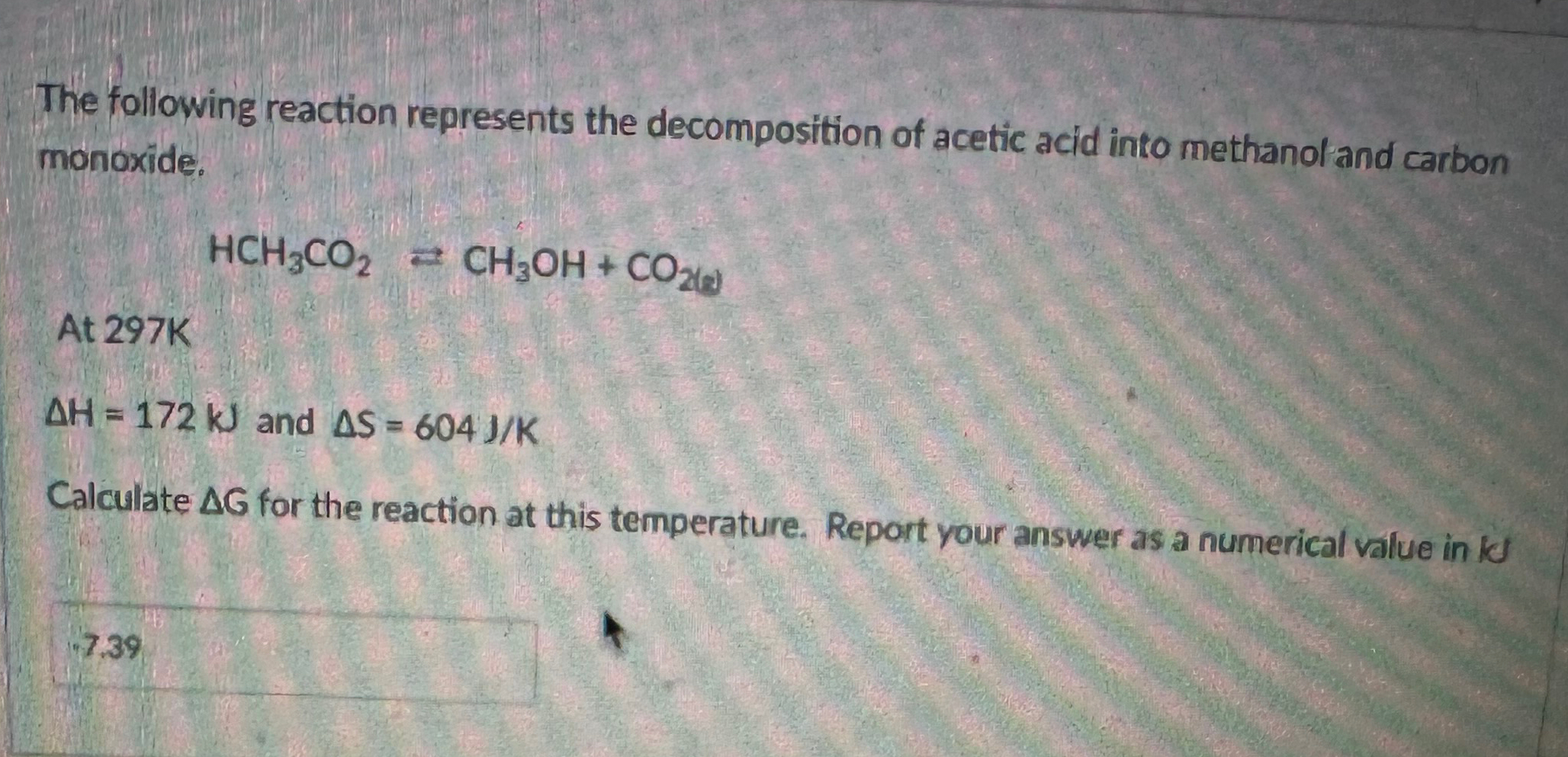 Solved The following reaction represents the decomposition | Chegg.com