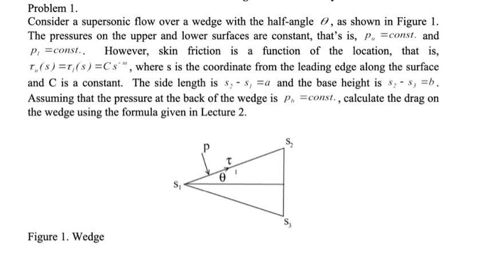 Solved Problem 1. Consider a supersonic flow over a wedge | Chegg.com