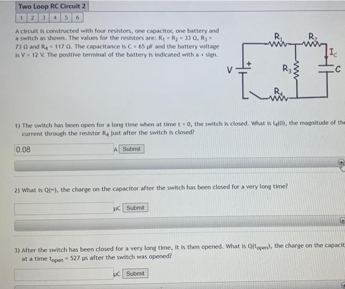Solved Two Loop RC Circuit 2 R R A circuit is constructed | Chegg.com