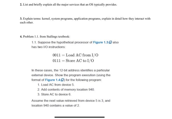 Solved 2. List and briefly explain all the major services | Chegg.com