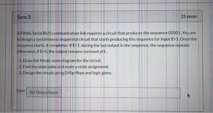 Solved A FINAL Serial BUS communication link requires a | Chegg.com