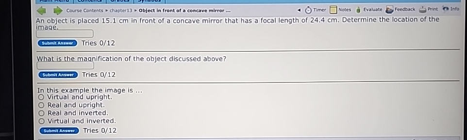 Solved Course Contents ** ﻿chapter 13> ﻿Object in front of a | Chegg.com