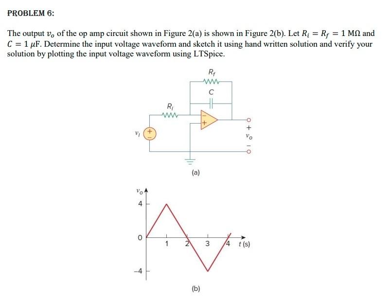 Solved PROBLEM 6:The output vo ﻿of the op amp circuit shown | Chegg.com