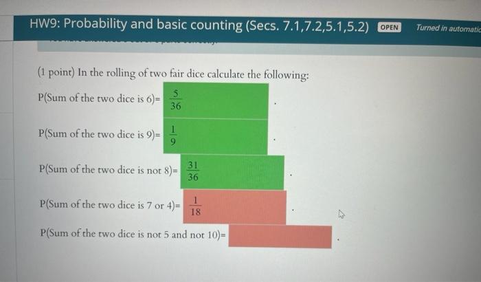 Solved HW9: Probability and basic counting (Secs. | Chegg.com