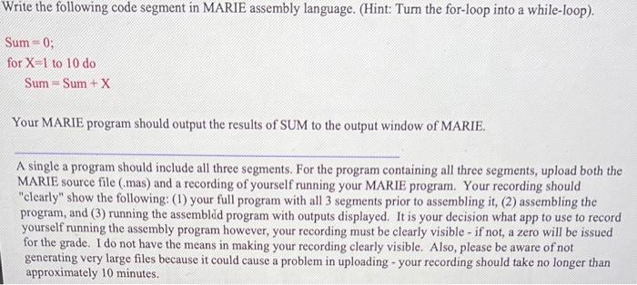 Solved Segment 1 (30%): -Write an assembly program code | Chegg.com