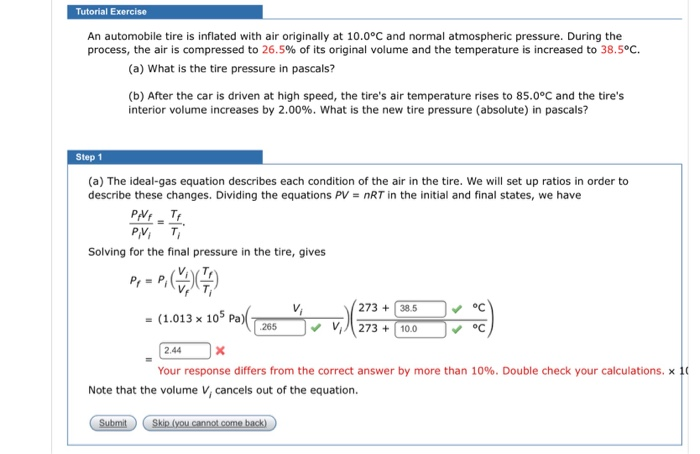 Solved Tutorial Exercise An automobile tire is inflated with | Chegg.com