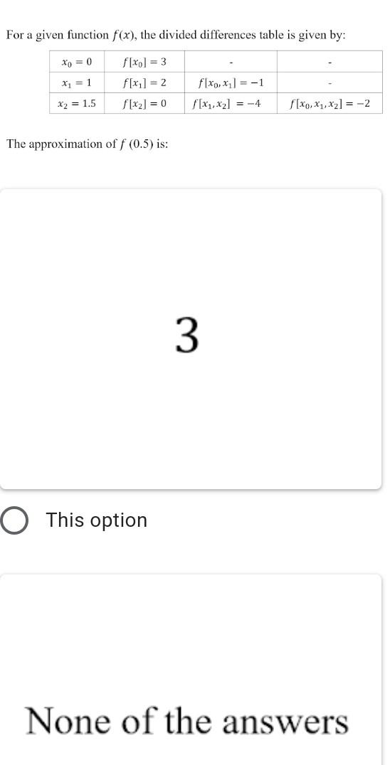 Solved For a given function f(x), the divided differences | Chegg.com