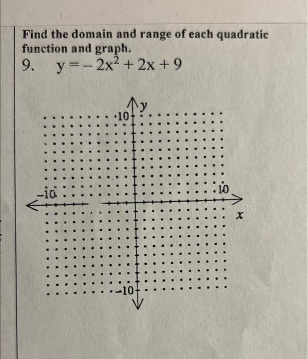 Solved Find the domain and range of each quadratic function | Chegg.com
