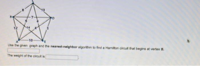 Solved Use the given graph and the nearest-neighbor | Chegg.com