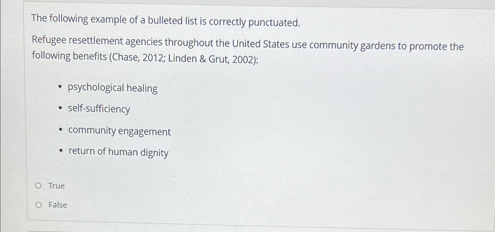 Solved The following example of a bulleted list is correctly | Chegg.com