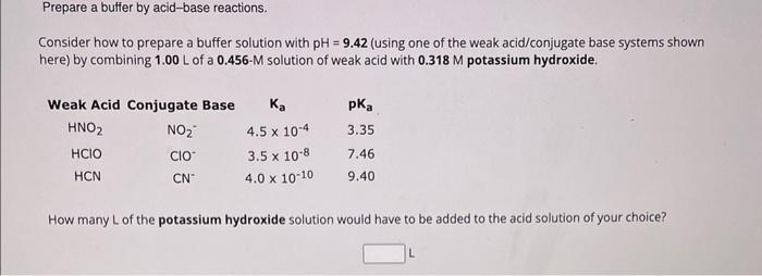 Solved Consider how to prepare a buffer solution with | Chegg.com