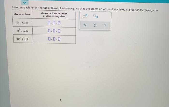 Solved Re-order each list in the table below, if necessary, | Chegg.com