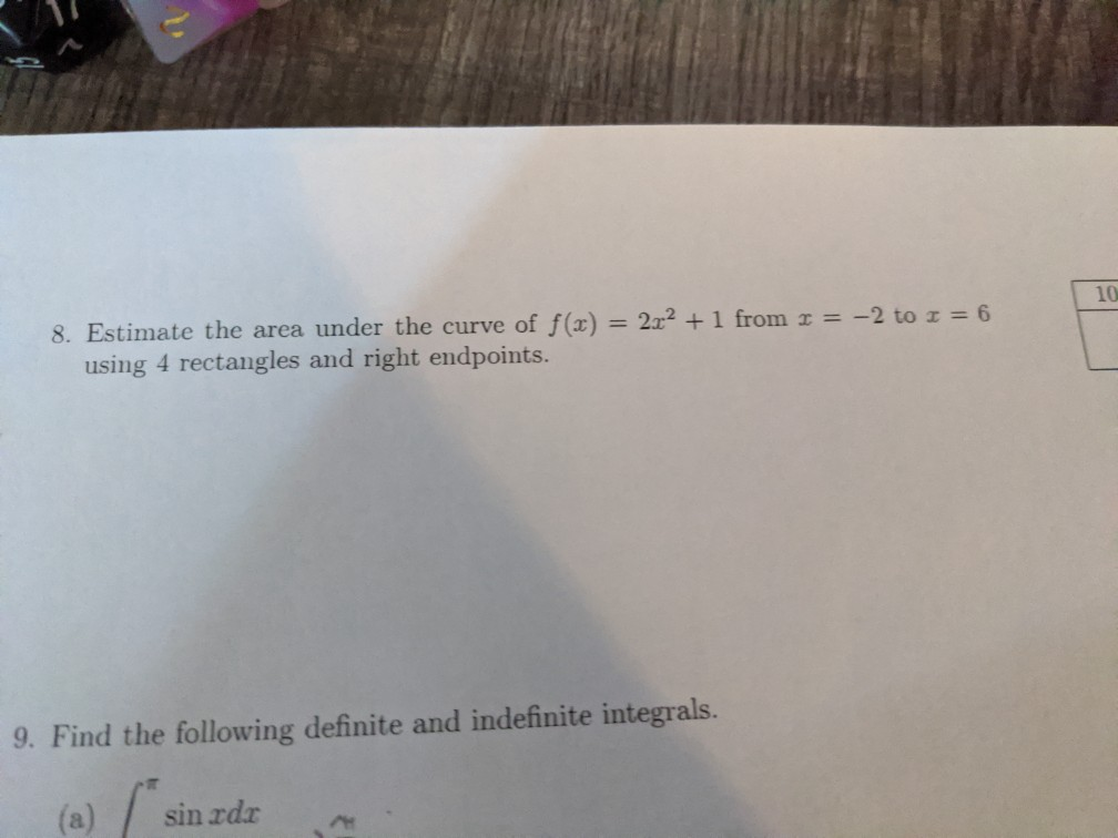 Solved 10 8. Estimate the area under the curve of f(x) = 2x2 | Chegg.com