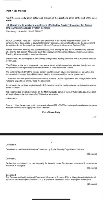 Solved Part A (50 marks) Read the case study given below and | Chegg.com