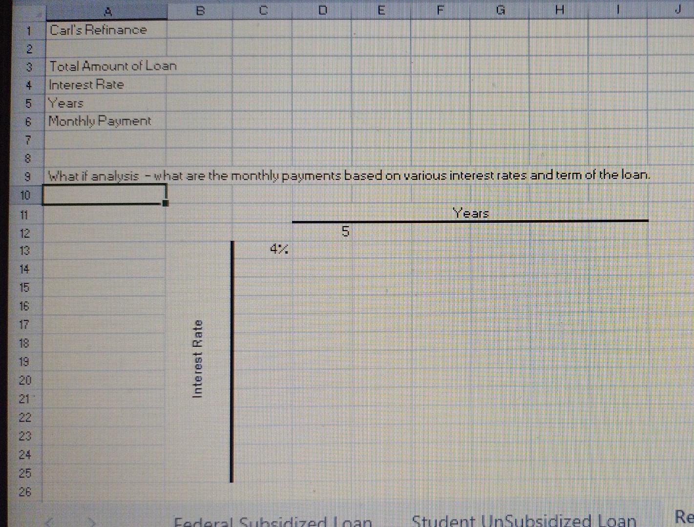 Solved 1. Click on the Federal Subsidized loan worksheet. | Chegg.com