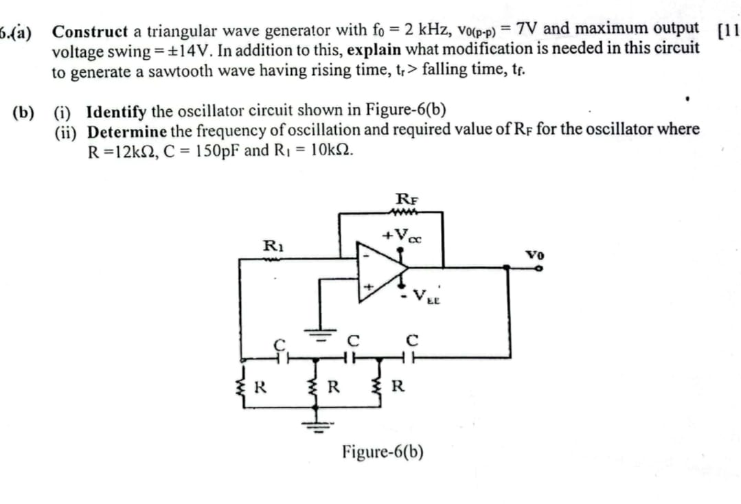 6.(a) ﻿Construct a triangular wave generator with | Chegg.com