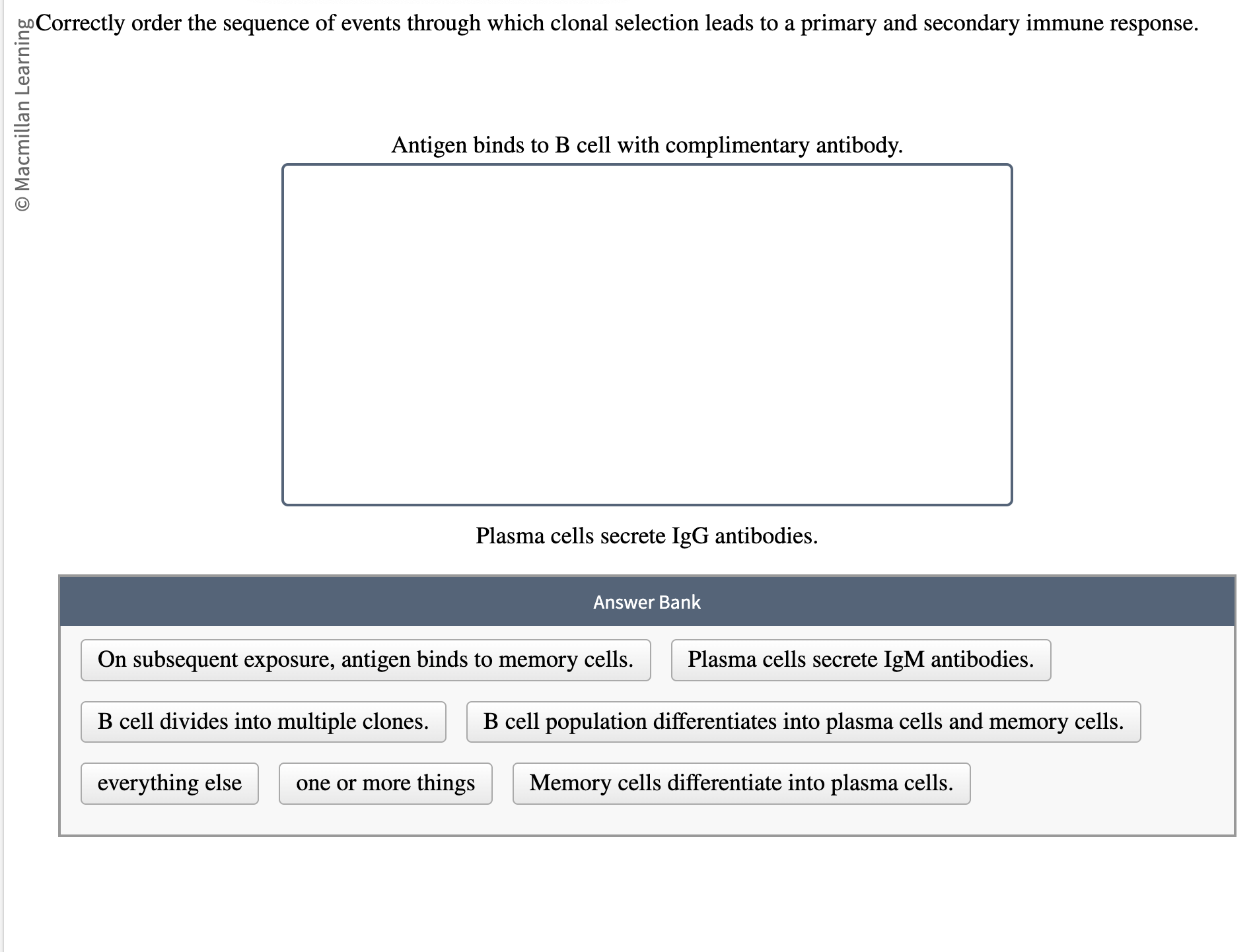 Solved Antigen binds to B cell with complimentary | Chegg.com
