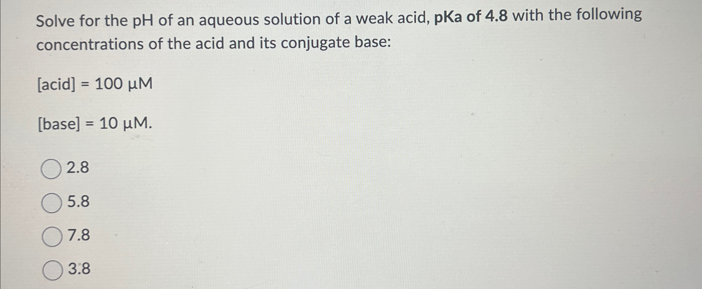 Solve for the pH ﻿of an aqueous solution of a weak | Chegg.com