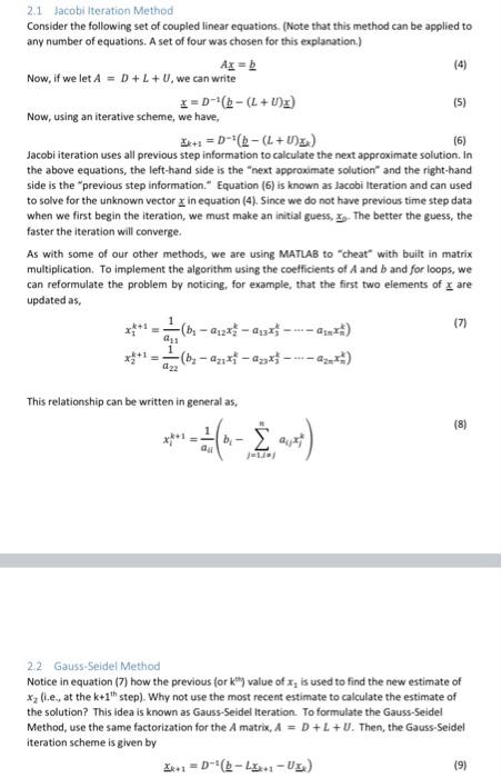 (6) 21 Jacobi iteration Method Consider the following | Chegg.com