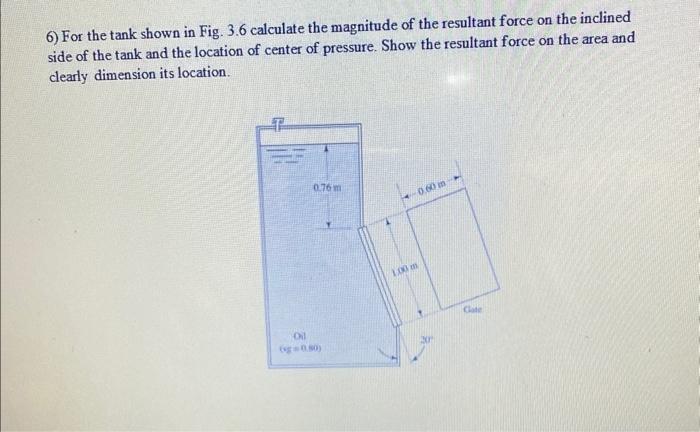 Solved 6) For the tank shown in Fig. 3.6 calculate the | Chegg.com