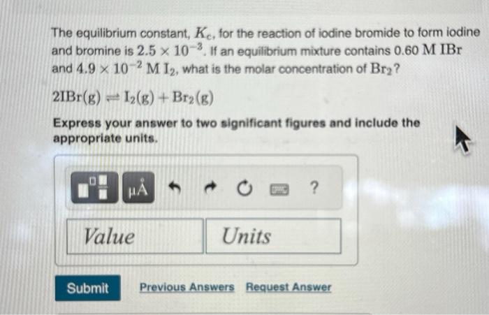 Solved The equilibrium constant, KC, for the reaction of | Chegg.com