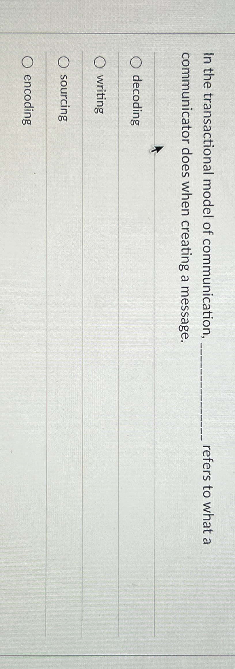 Solved In the transactional model of communication, refers | Chegg.com