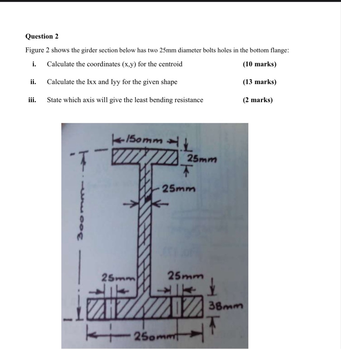 Solved Question 2figure 2 ﻿shows The Girder Section Below