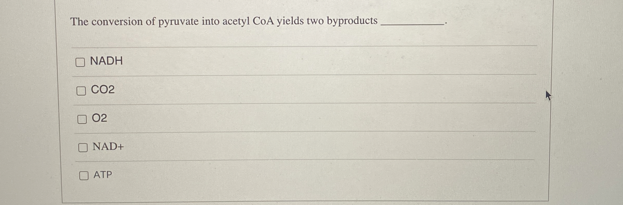 Solved The conversion of pyruvate into acetyl CoA yields two | Chegg.com