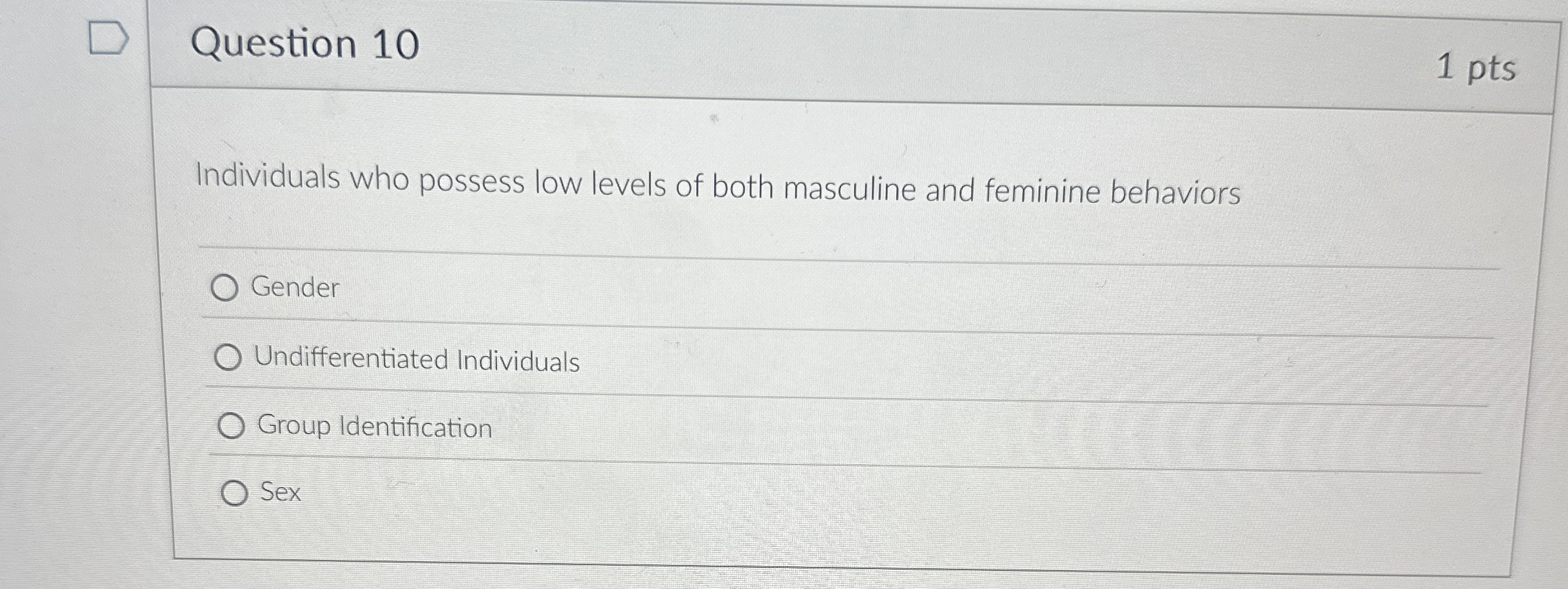 Solved Question 10Individuals who possess low levels of both | Chegg.com