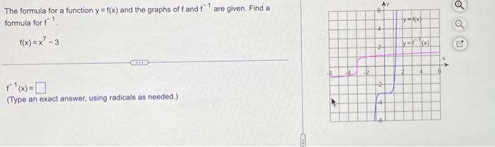Solved The formula for a function y=f(x) and the graphs of f | Chegg.com